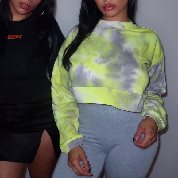Dolls Kill | Tops | Dolls Kill Neon Green And Grey Cropped Sweater ...
